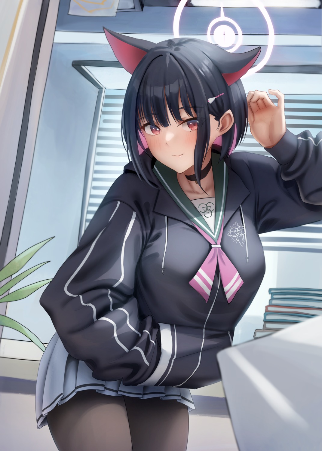 gileu blue archive kyouyama kazusa animal ears halo nekomimi pantyhose seifuku | #1144613 | yande.re